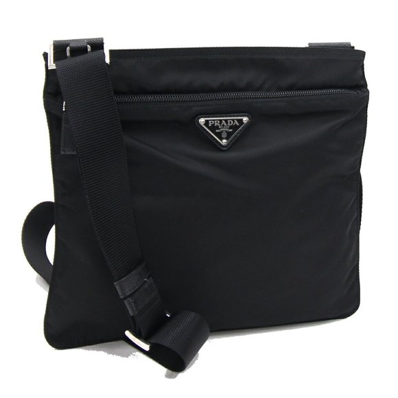 Prada | Bags | Prada Shoulder Bag Black Nylon Diagonal No Gusset Square ...